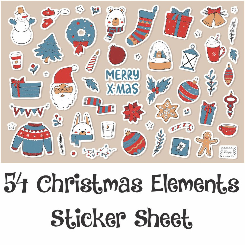 A3 Sticker Sheet of Christmas Elements – Simply Stickers